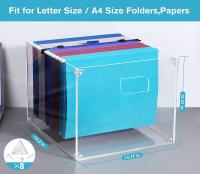 China Acrylic File Holder with Handles Acrylic File Organizer Clear File Box for Folder Holder Desktop Organizer for sale