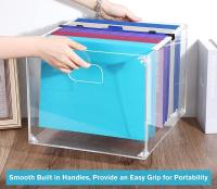 China Acrylic File Holder with Handles Acrylic File Organizer Clear File Box for Folder Holder Desktop Organizer for sale