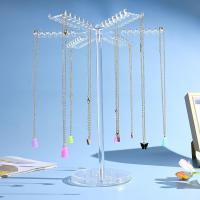 China Acrylic Revolving Necklace Bracelet Ear Chain Earring Rack Transparent Standing Type Display Stand for Jewelry Storage for sale
