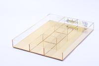 China Custom Rectangle Acrylic Compartment Tray Storage Box Modern Gold Mirror Sier Mirror Injection Technics for Food for sale