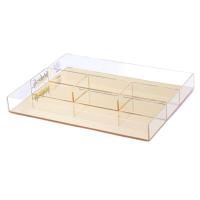 China Custom Rectangle Acrylic Compartment Tray Storage Box Modern Gold Mirror Sier Mirror Injection Technics for Food for sale