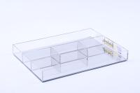 China Custom Rectangle Acrylic Compartment Tray Storage Box Modern Gold Mirror Sier Mirror Injection Technics for Food for sale