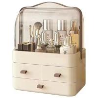 China Wholesale Luxury Skincare Organizer with 2 Drawers and Transparent Dust-proof Cover Makeup Plastic Storage Box for sale