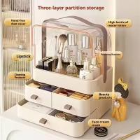 China Wholesale Luxury Skincare Organizer with 2 Drawers and Transparent Dust-proof Cover Makeup Plastic Storage Box for sale
