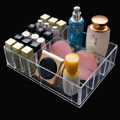 China Multifunctional Acrylic Lipstick and Nail Polish Rack Clear Beauty Skincare Desktop Storage Box with Injection Technics for sale