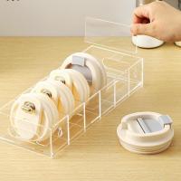 China Acrylic Wall Hanging Cup Cover Storage Box Cup Cover Drain Organizer Removable Partition Flat Bottom Cup Cover Storage Rack for sale