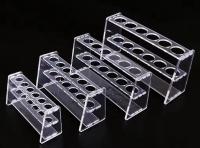 China Factory Custom Durable Transparent Acrylic Test Tube Rack Clear Practical Lab Holder with Holes for Science Experiments for sale
