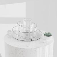 China Cosmetic Storage Box Transparent Desktop Rotatable Makeup Brush Storage Tube Home Dressing Table Skin Care Products Storage Rack for sale