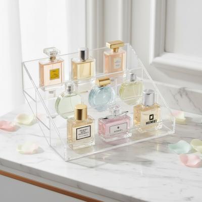 China 3 Tier Acrylic Perfume Display Stand Transparent Multifunctional Storage Riser for Fragrance Bottles Organizer for sale