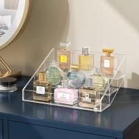 China 3 Tier Acrylic Perfume Display Stand Transparent Multifunctional Storage Riser for Fragrance Bottles Organizer for sale
