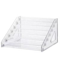 China Custom Clear Step Design Tabletop Acrylic Nail Polish Storage Rack Sunglasses Holder Counter Lipstick Storage Box for sale