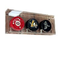 China HD Transparent Acrylic Ice Hockey Display Stand Round Wall Hanging Storage Box for Hockey Collection Souvenir Box for sale