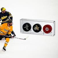 China HD Transparent Acrylic Ice Hockey Display Stand Round Wall Hanging Storage Box for Hockey Collection Souvenir Box for sale