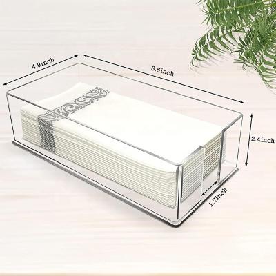China Modern Acrylic Tray Clear Disposable Paper Towel Holder with Guest Towel Napkin Rectangle Kitchen Towel Storage Box for sale