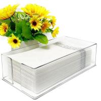 China Modern Acrylic Tray Clear Disposable Paper Towel Holder with Guest Towel Napkin Rectangle Kitchen Towel Storage Box for sale