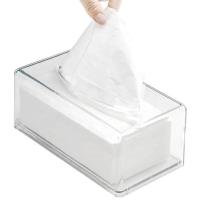 China Clear Acrylic Tissue Box with Metal Storage for Face Tissue Paper Napkins Custom Logo Desktop Toilet Paper Bathroom Accessory for sale