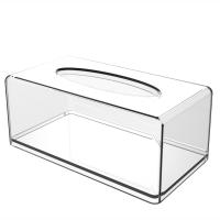 China Custom Logo Clear Acrylic Tissue Box with Metal Storage for Face Tissue Paper Napkins Desktop Toilet Paper Bathroom Accessory for sale