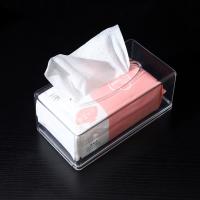 China Custom Logo Clear Acrylic Tissue Box with Metal Storage for Face Tissue Paper Napkins Desktop Toilet Paper Bathroom Accessory for sale