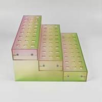 China Acrylic Step Display Stand 3 Tier Ladder Shelf for Supermarket Store Counter Showcase Trapezoid Rack for sale