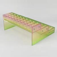 China Acrylic Step Display Stand 3 Tier Ladder Shelf for Supermarket Store Counter Showcase Trapezoid Rack for sale