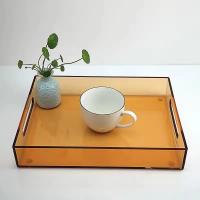 China Factory Custom Hotel Club Cup Teacup Rectangle Storage Tray Single Tier Classic Acrylic Tray for Food Sundries for sale