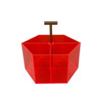 China Hot Sale Customizable Multi-Compartment Transparent Red High Clarity Acrylic Storage Box for Cosmetic Stationery Organization for sale