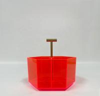 China Hot Sale Customizable Multi-Compartment Transparent Red High Clarity Acrylic Storage Box for Cosmetic Stationery Organization for sale