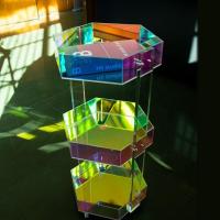 China Hot Sale Factory Direct Three-Tier Colorful Multi-Purpose Acrylic Storage Tray for Living Room Dining Room for sale