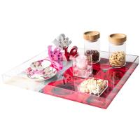 China Luxury Printed Acrylic Storage Tray Elegant Custom Food Platter Snack Box Modern Chic Decor for Entertaining Home Bar for sale