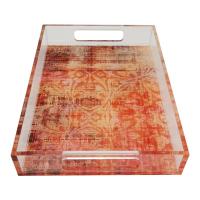 China Luxury Printed Acrylic Storage Tray Elegant Custom Food Platter Snack Box Modern Chic Decor for Entertaining Home Bar for sale