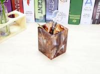 China Splashed Ink Colors Amber Multifunctional Storage Box Acrylic Stationery Organizer Customizable Makeup Brush Plastic Box for sale