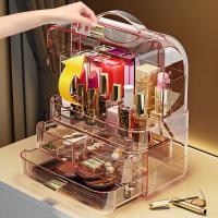 China Factory Price Large Capacity Acrylic Cosmetic Organizer Clear Makeup Storage Box Lipstick Desktop Vanity Jewelry Display Case for sale