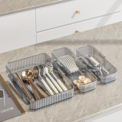 China Minimalist Acrylic Drawer Organizer Durable Clear Storage Box Desktop Cosmetic Case for Makeup Lipstick Kitchen Cutlery Utensils for sale
