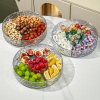 China Luxury Acrylic Fruit Bowl Clear Candy Storage Box with Dividers Snack Organizer Living Room Display Decorative Serving Tray for sale