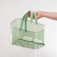 China Practical Acrylic Storage Basket with Handle Durable Hollow Bottom Shower Caddy Bathroom Organizer Bin for Toiletries Cosmetics for sale