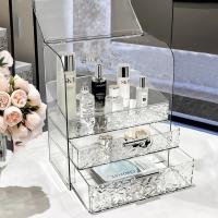 China Light Luxury Nordic Style Dustproof Transparent Acrylic Desktop Cosmetic Storage Box for Skin Care Lipstick Perfume for sale