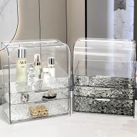 China Light Luxury Nordic Style Dustproof Transparent Acrylic Desktop Cosmetic Storage Box for Skin Care Lipstick Perfume for sale