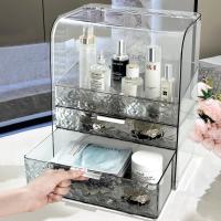 China Light Luxury Nordic Style Dustproof Transparent Acrylic Desktop Cosmetic Storage Box for Skin Care Lipstick Perfume for sale