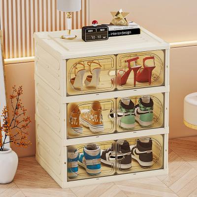 China Multifunctional Entryway Shoe Storage Foldable Transparent Acrylic Box Dustproof Minimalist Organizer for Home Clear Shoe Case for sale