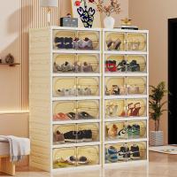China Multifunctional Entryway Shoe Storage Foldable Transparent Acrylic Box Dustproof Minimalist Organizer for Home Clear Shoe Case for sale