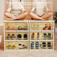 China Multifunctional Entryway Shoe Storage Foldable Transparent Acrylic Box Dustproof Minimalist Organizer for Home Clear Shoe Case for sale