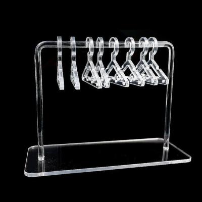 China Acrylic Earring Jewelry Display Stand Mini Earring Hanger Rack with Coat Hangers Cute Jewelry Hanging Organizer for sale