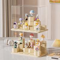 China Hot Selling Acrylic Transparent Dustproof Blind Box Display Stand Storage Box with Building Block for Pop Mart Display for sale