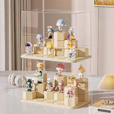 China Hot Selling Acrylic Transparent Dustproof Blind Box Display Stand Storage Box with Building Block for Pop Mart Display for sale