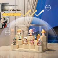 China Hot Selling Acrylic Transparent Dustproof Blind Box Display Stand Storage Box with Building Block for Pop Mart Display for sale