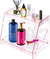 China Custom-made 2-Tier Pink Heart Acrylic Tray Vanity Perfume Skincare Organizer Countertop Display Shelf for sale