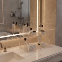 China Durable Multi-Purpose Acrylic Shelf Double-Layer Transparent Organizer for Cosmetics Bathroom Toiletries for sale