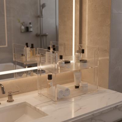 China Durable Multi-Purpose Acrylic Shelf Double-Layer Transparent Organizer for Cosmetics Bathroom Toiletries for sale
