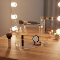 China Hot Selling Premium Double-Layer Acrylic Organizer Transparent Creative Rack for Desktop Skincare Bathroom for sale
