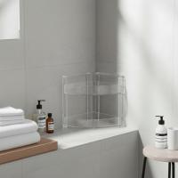 China Modern Double-Layer Rectangle Detachable Injection Molding Acrylic Non-Folding Storage Rack for Bathroom for sale